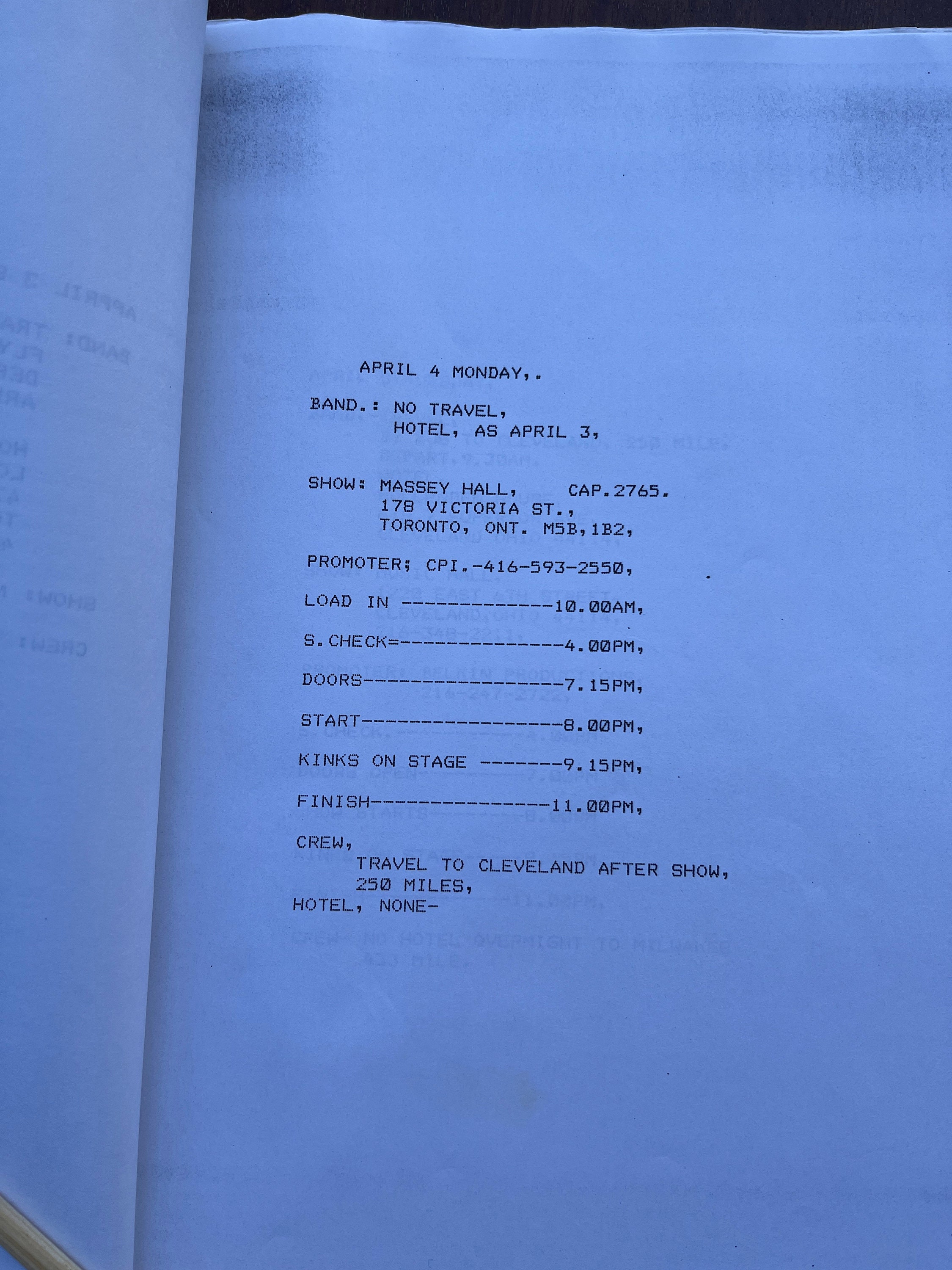 Vintage the Kinks 1988 Tour of Usa/canada Itinerary - Etsy