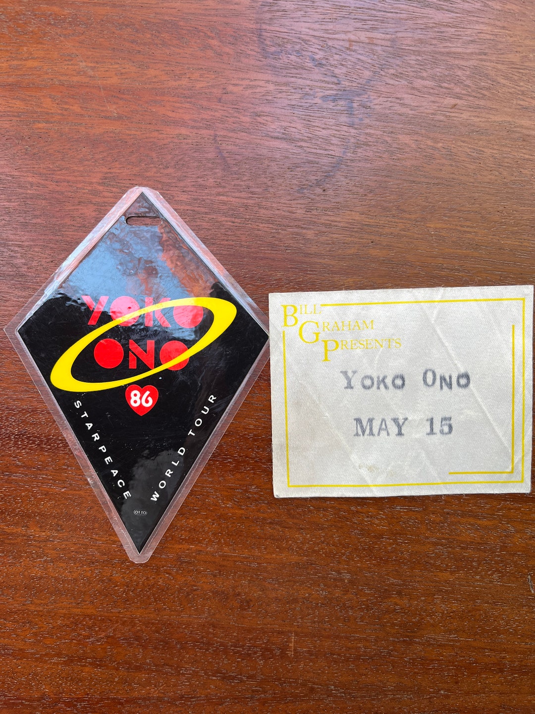 Vintage YOKO ONO Starpeace World Tour 86 All Access Pass With BGP ...