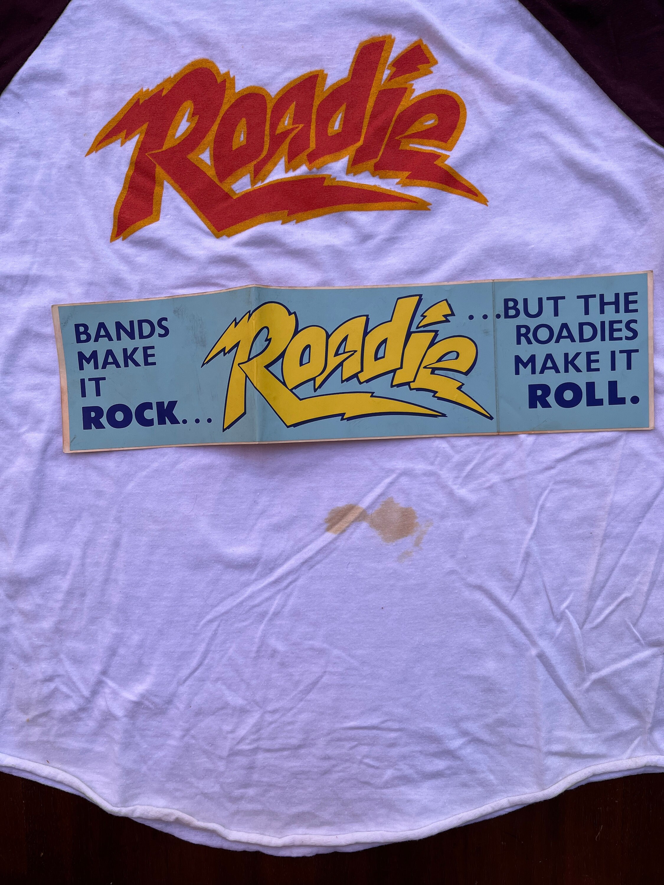 Vintage Roadie Raglan T-shirt and Bumper Sticker 1980 Movie roadie Rare ...