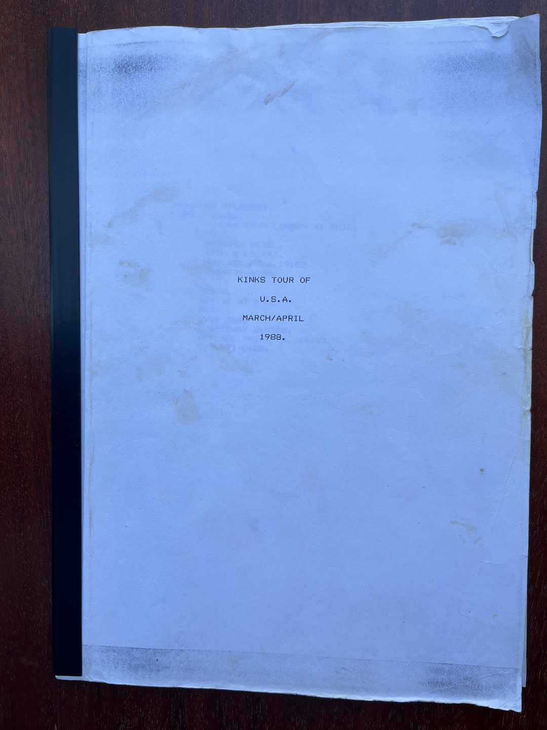 Vintage the Kinks 1988 Tour of Usa/canada Itinerary - Etsy