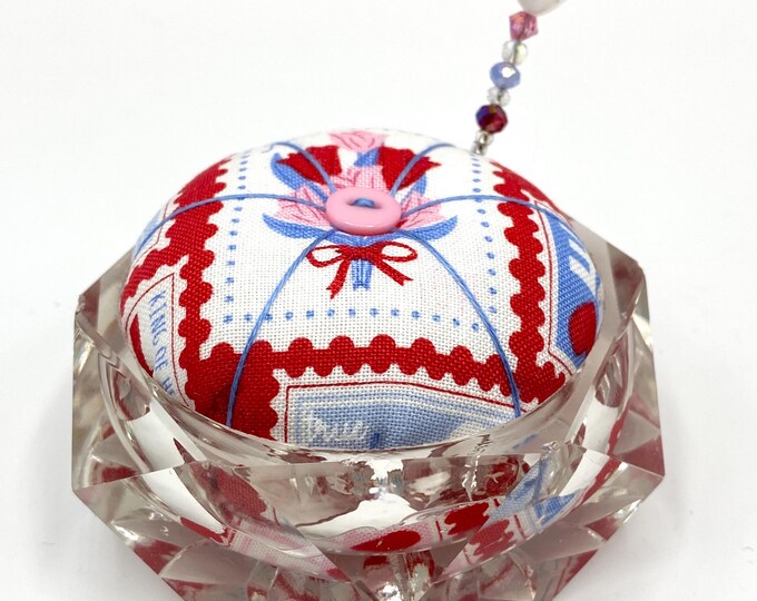 Salt Cellar Pincushion - Large Salt Cellar - Postage Stamp Love Fabric ...