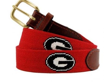 University of Georgia UGA Ribbon Belt With Cotton Web With Leather Belt ...