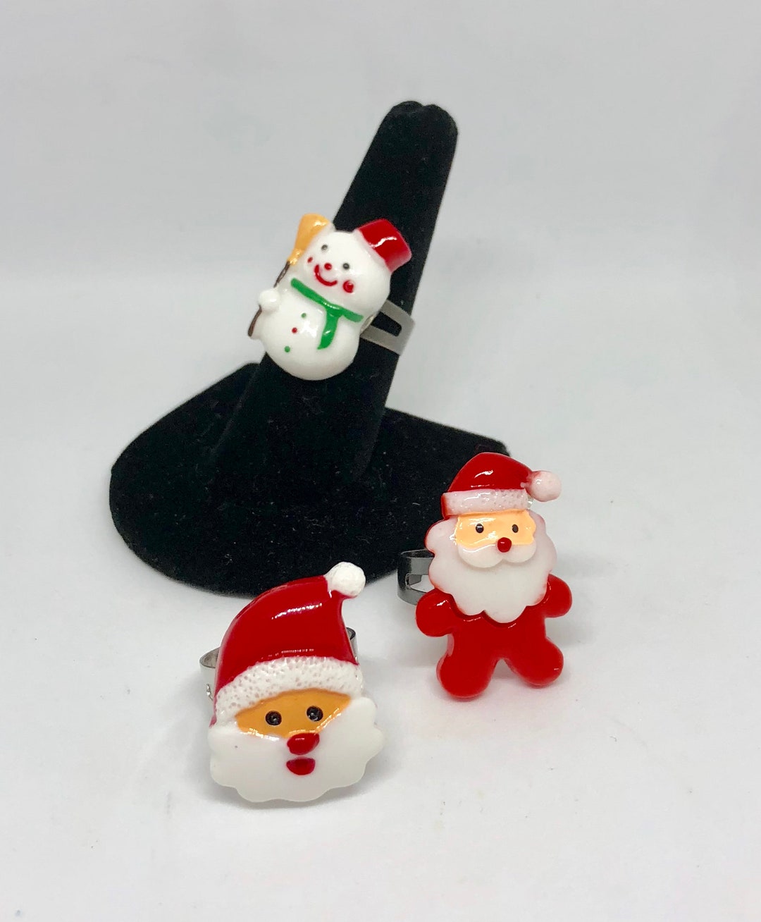 Christmas Character Ring - Santa Hat Snowman Ring- Gift for Her - Santa ...