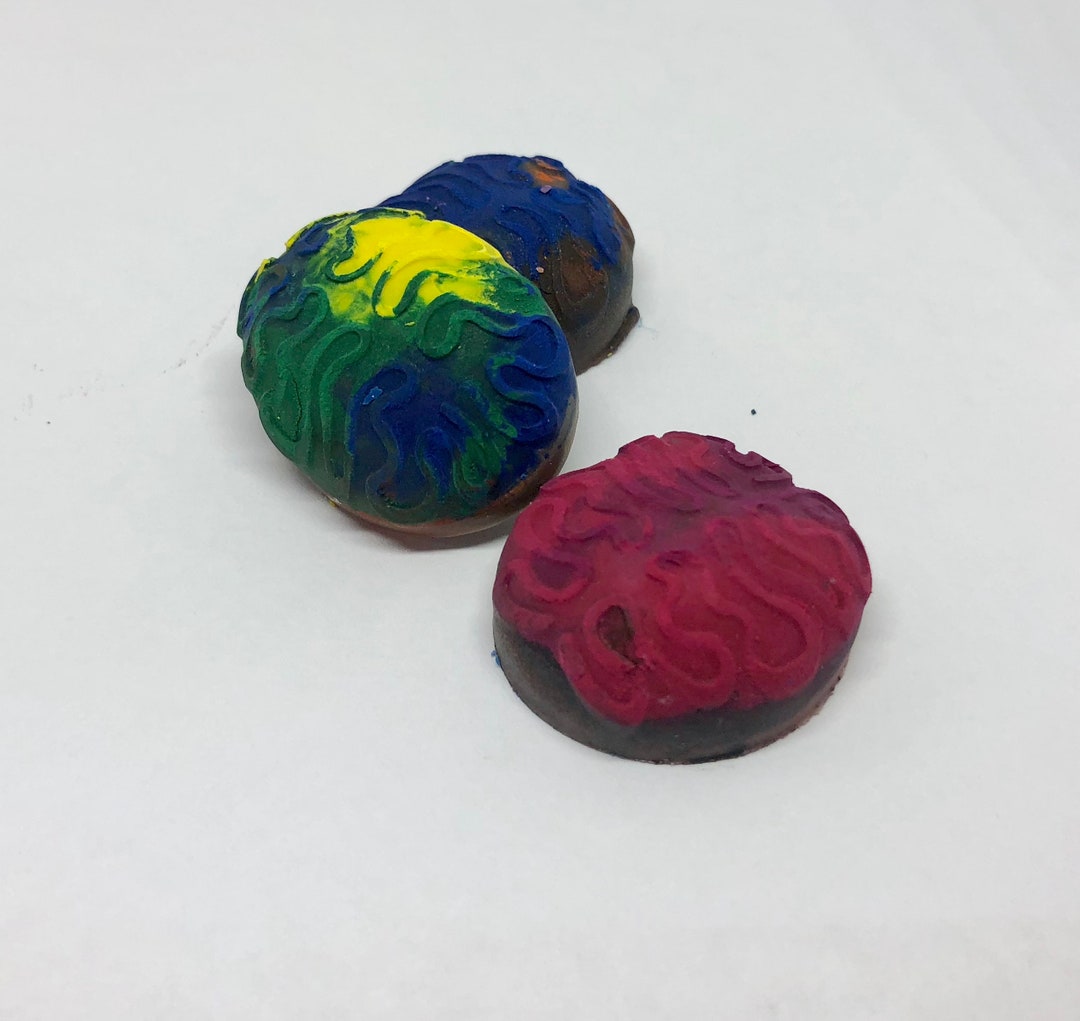 Set of 3 Recycled Crayon Multi Color Brains Trick or Treat Crayons ...