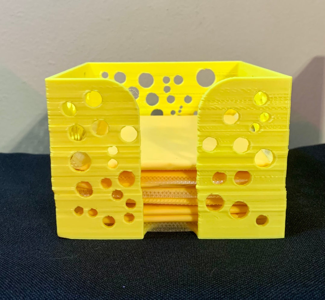 3D Printed Yellow American Cheese Slice Holder Swiss Cheese Sticky Note ...