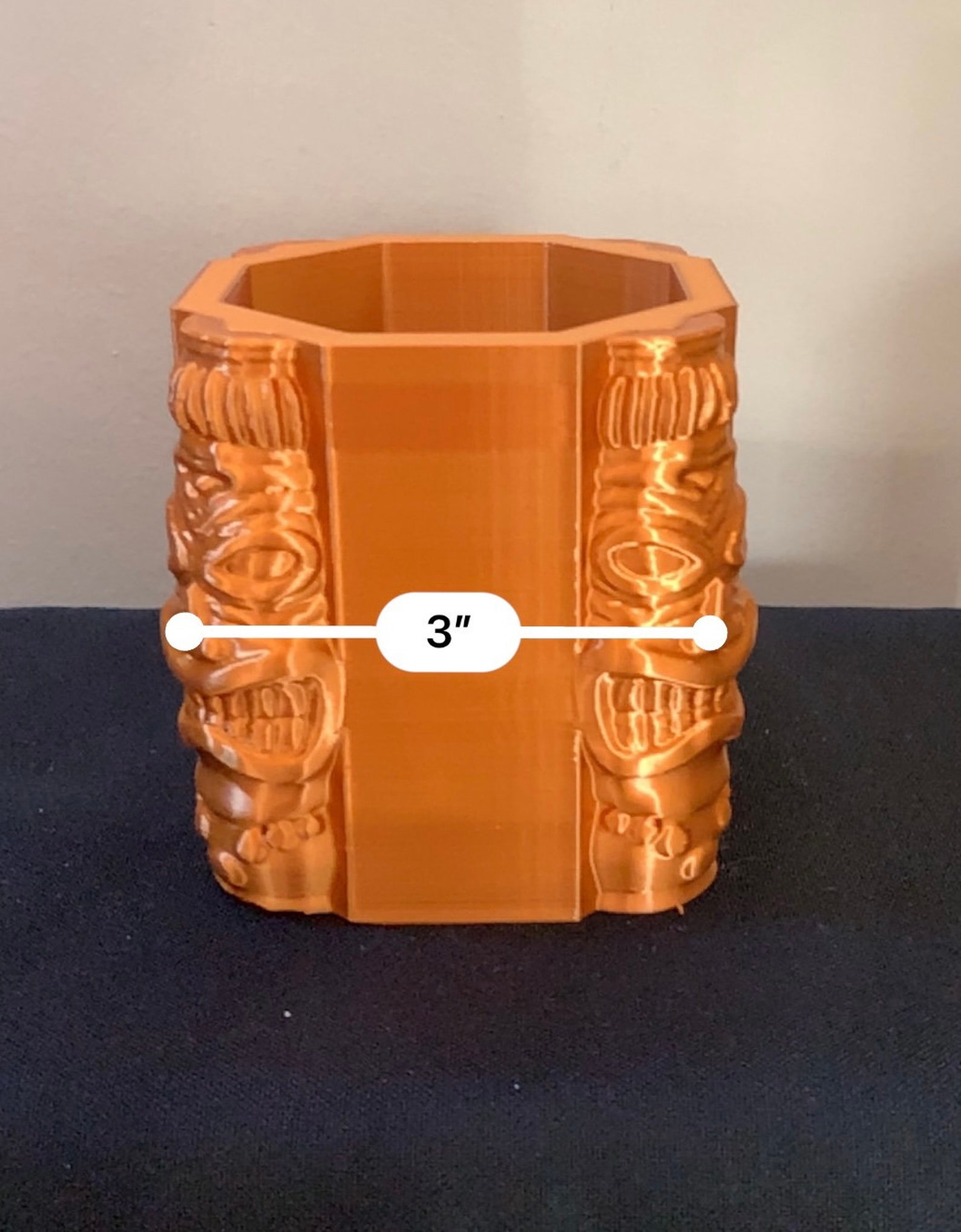 Copper Color 3D Printed Island Tiki Desk Accessory Pencil Holder Pen ...