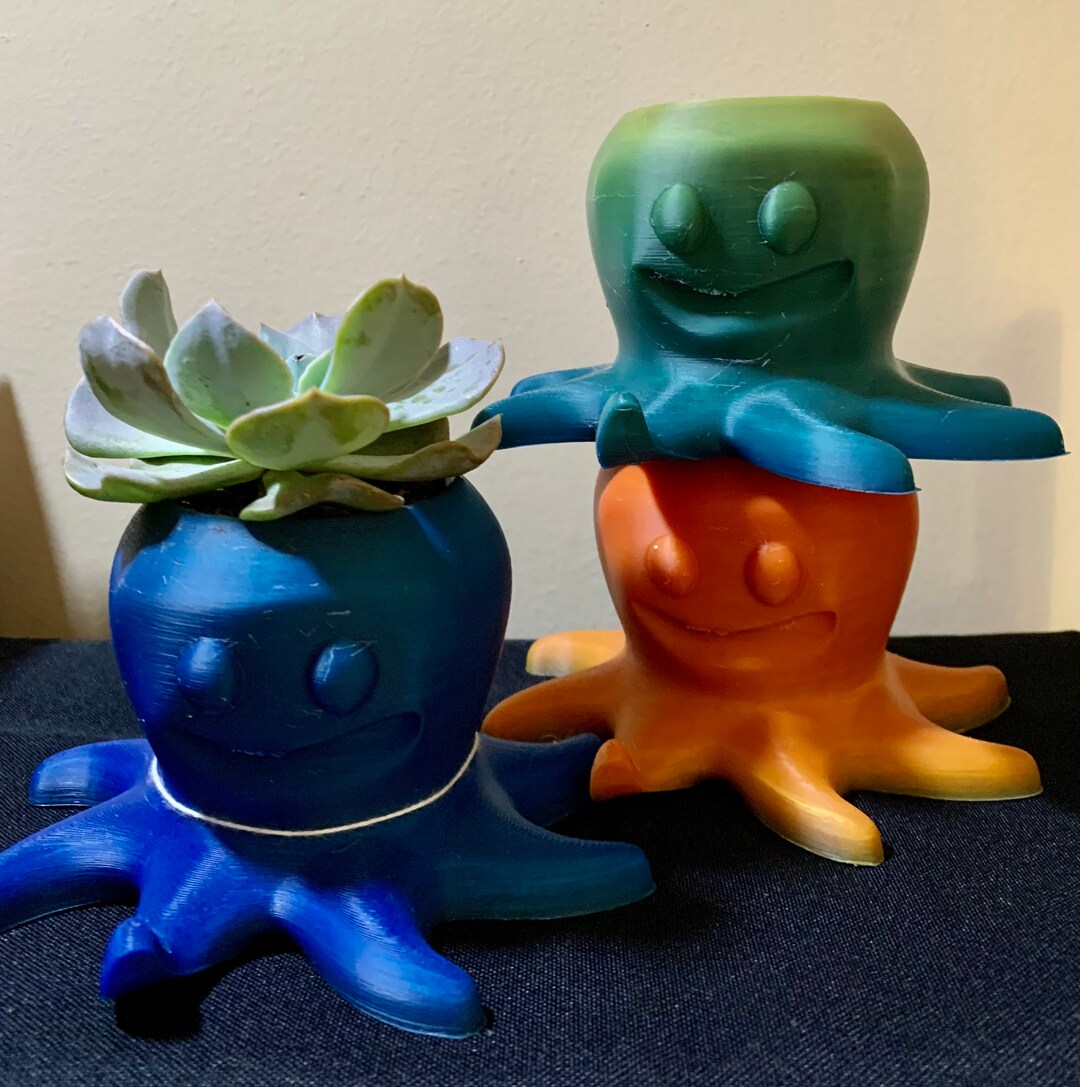 Rainbow Octopus 3D Printed Succulent Houseplant Plug Planter Cactus Pot ...