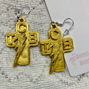 Elvis TCB Gold Cross: 3D Printed Keychain or Earrings - Etsy