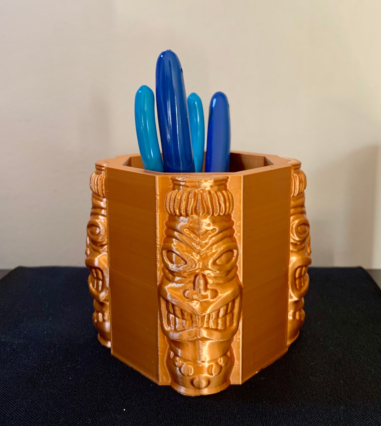 Copper Color 3D Printed Island Tiki Desk Accessory Pencil Holder Pen ...