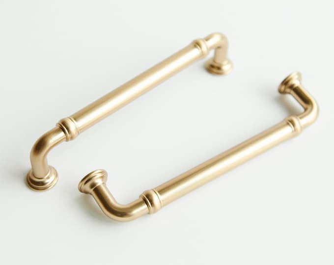 Art Deco Pull Handle, Solid Brass Hardware, Solid Brass Pull, Pull Handles for Cabinets, Brass ...