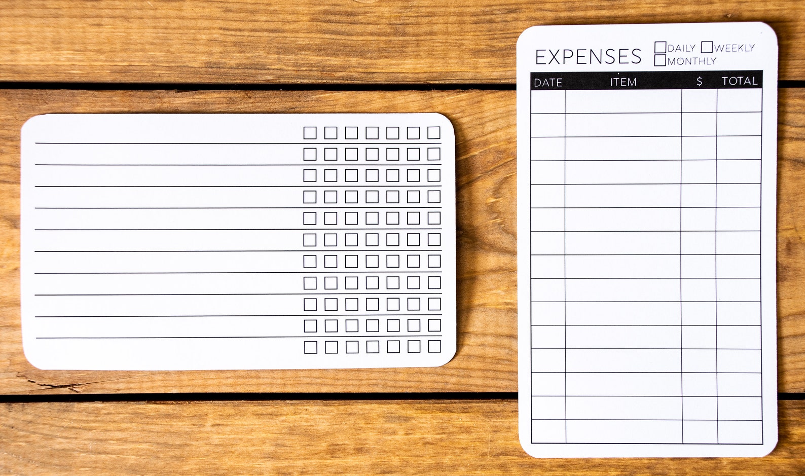 3" X 5" Planning Cards - Pocket Cards - Memo, Expense, Tracking, to Do ...