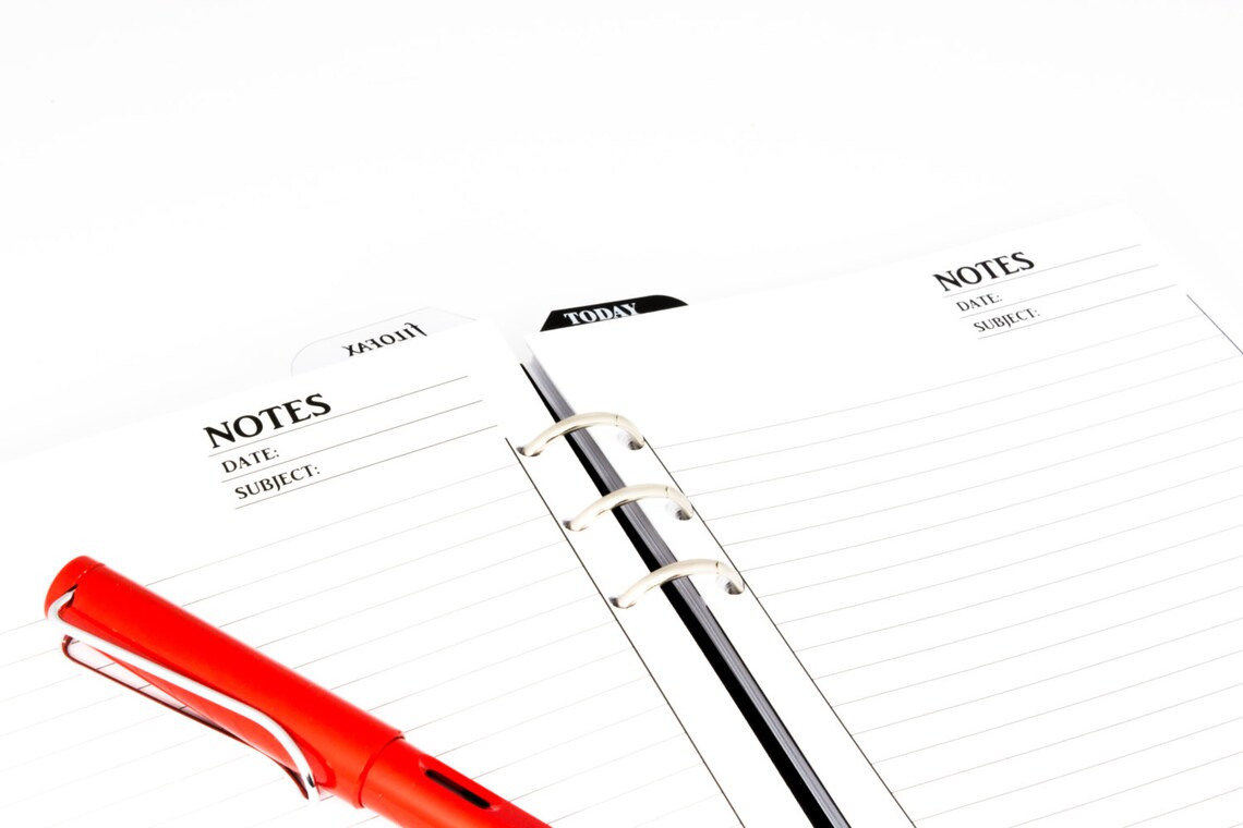 Printed A5 A6 and Personal Ring Size Notes Insert Simple - Etsy