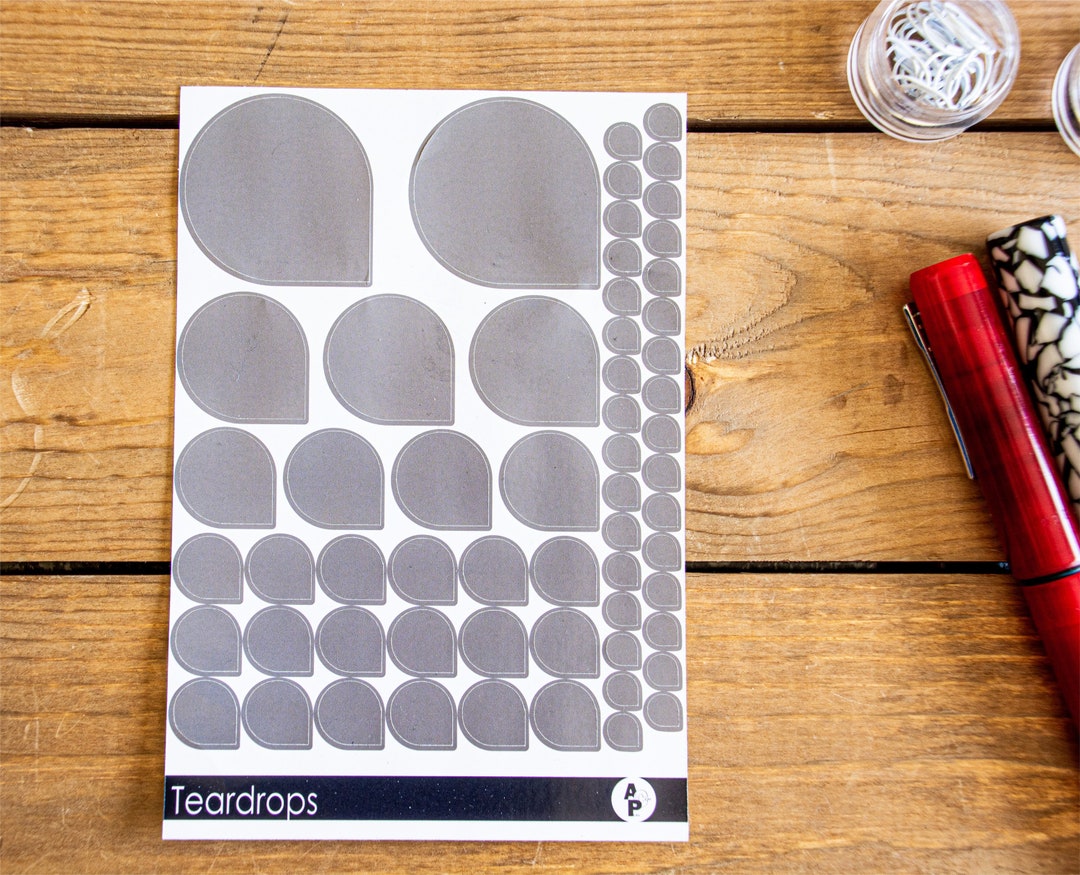 Transparent Large, Medium and Small Teardrop - Functional Stickers - 1. ...