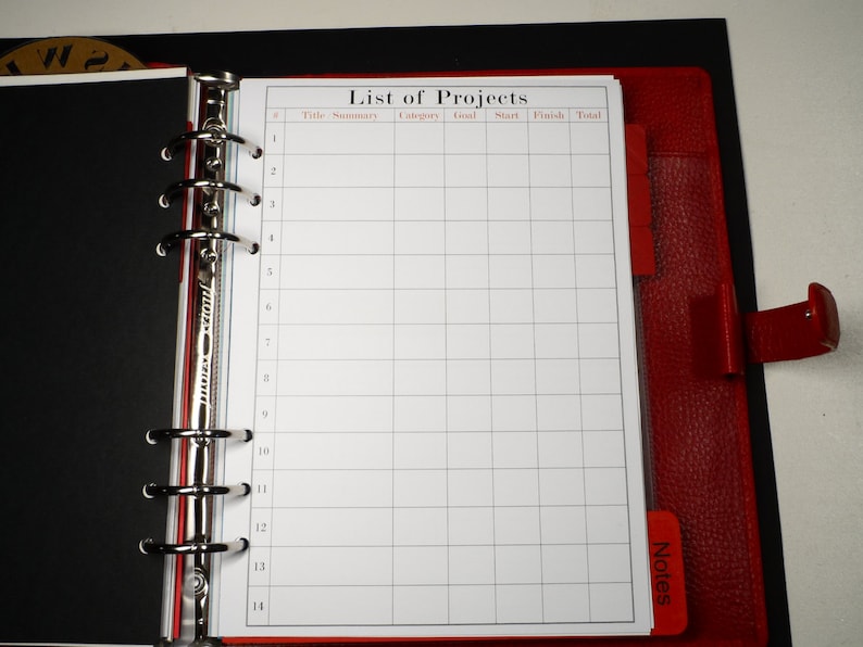Printed A5 Project Planner Inserts - Projects Tracker - Filofax, Kikki ...