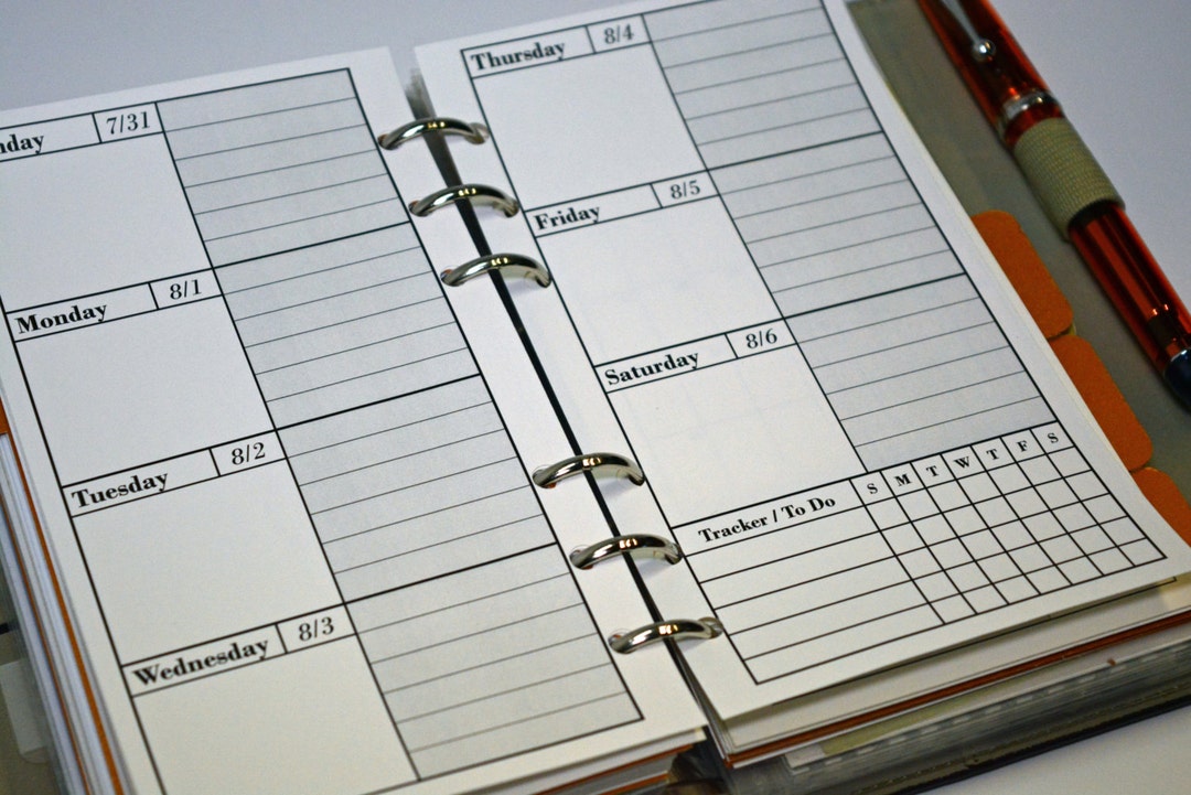Dated or Undated Week on Two Pages (WO2P) for Personal Size Filofax ...