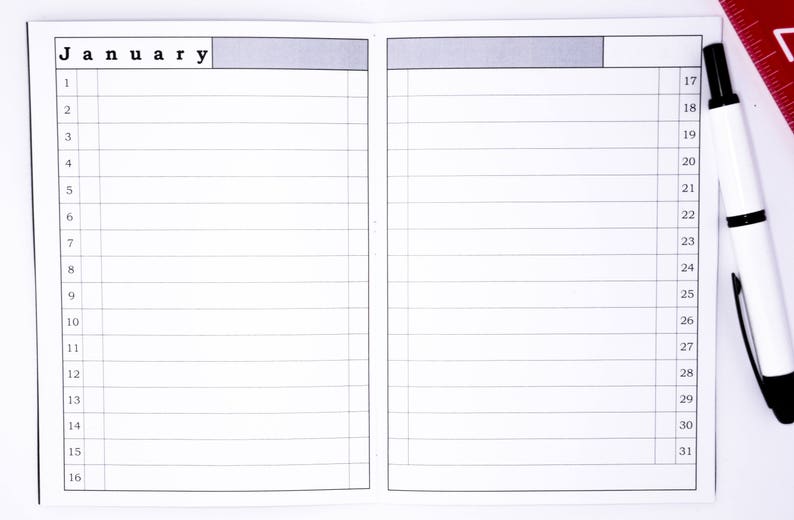 UNDATED Month on 2 Page Perpertual Calendar Printed | Etsy