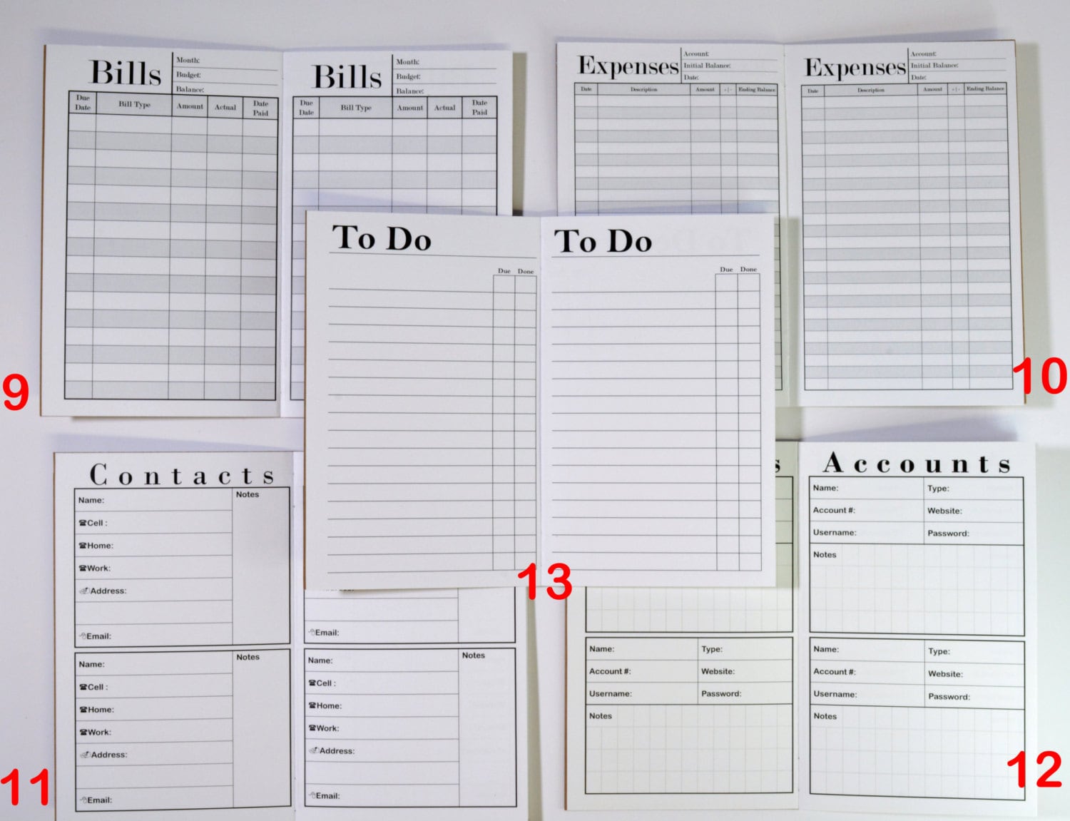 Printed 2026 / 2027 - to Do, Bills, Expenses, Contacts, Accounts ...