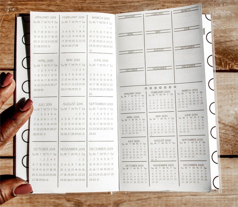 A5 B6 A6 and Hobonichi Weeks Notebook Year at a Glance Page | Etsy