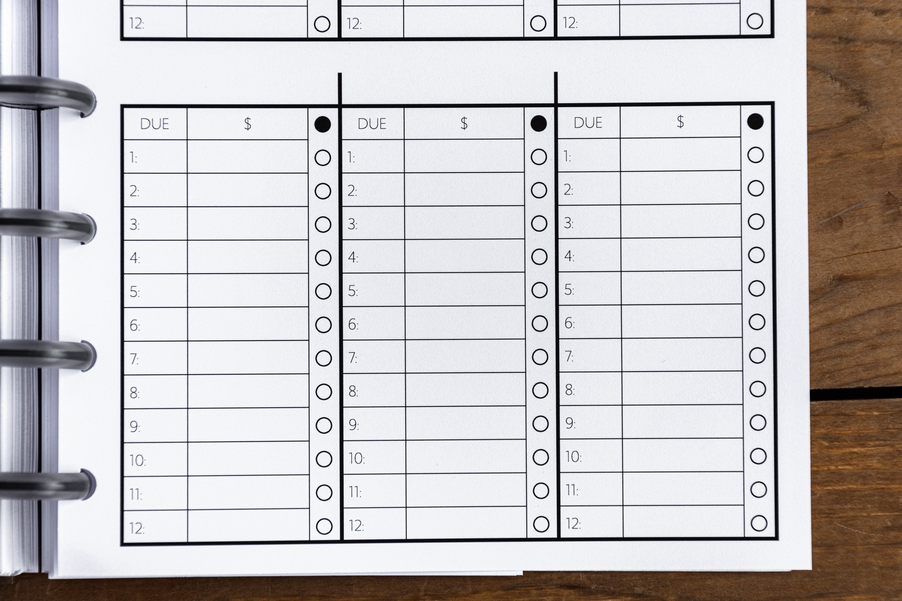 Printed Bills Tracker Insert Simple Classic Style HP | Etsy