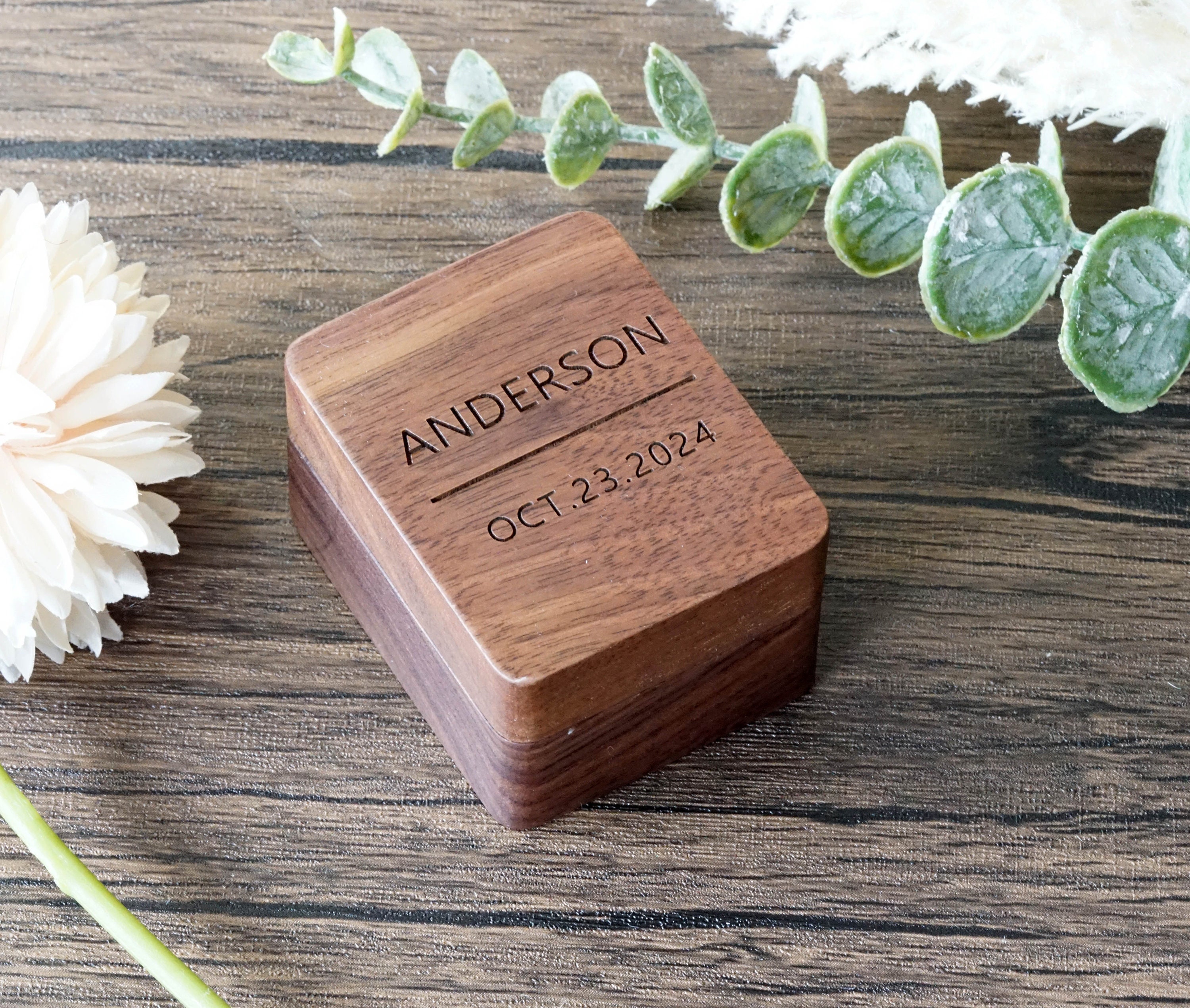 Three Rings Wooden Box Custom Ring Box Proposal Ring Box - Etsy