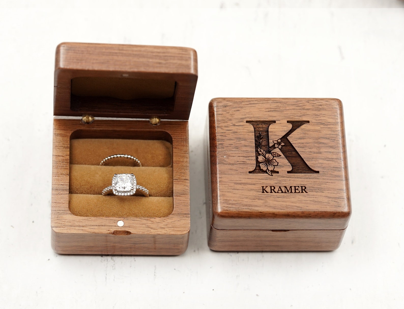 Engraved Custom Wedding Ring Box Wood Ring Box Engagement - Etsy
