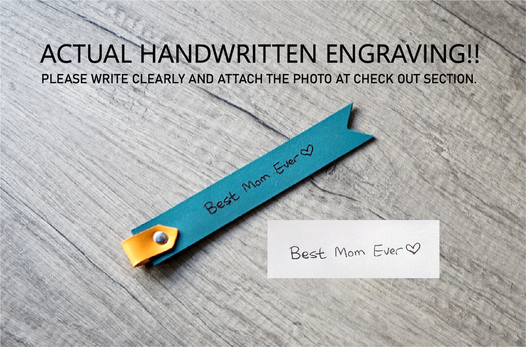 Handwritten Note Message Engraving on Leather Bookmark, for Bookworm ...