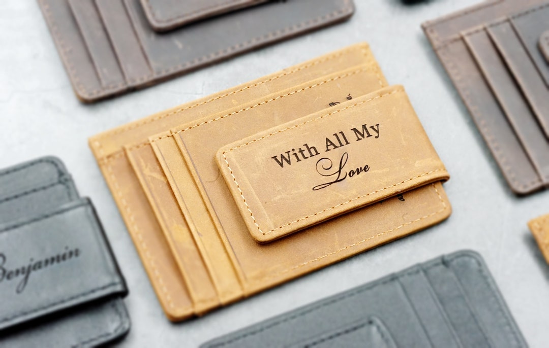 Custom Leather Money Clip Wallet, Personalized Wallet, Cowhide Wallet ...