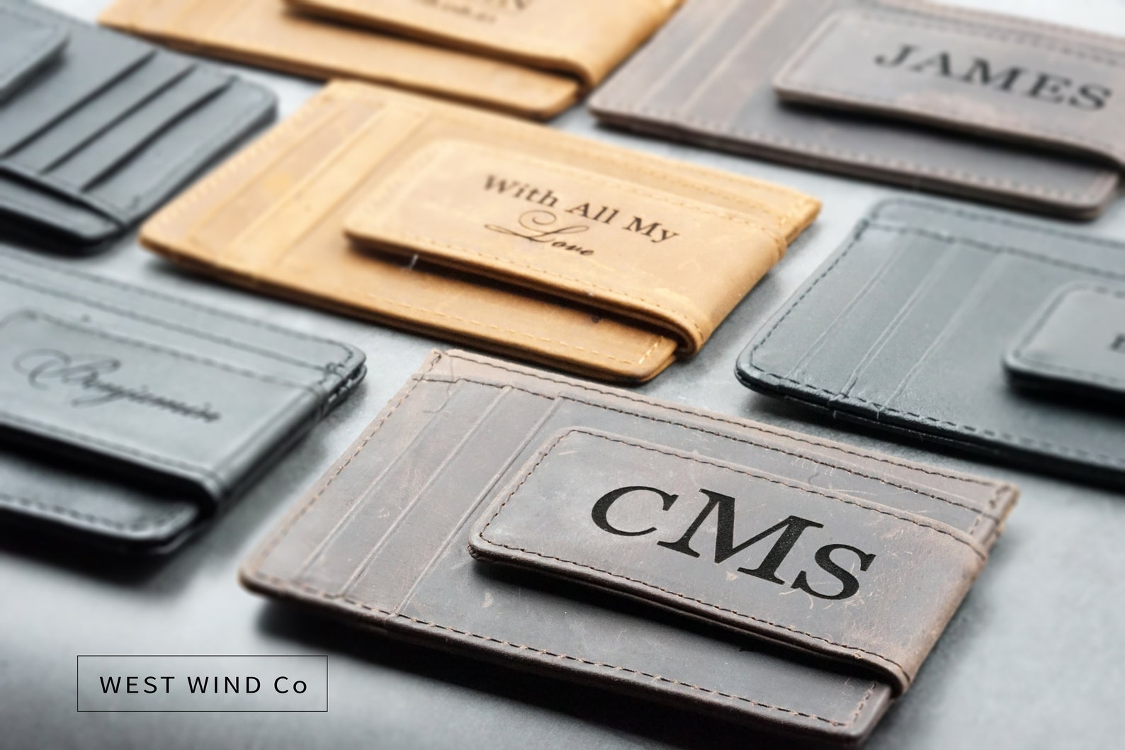 Personalized Leather Money Clip Wallet Custom Engraved Wallet - Etsy