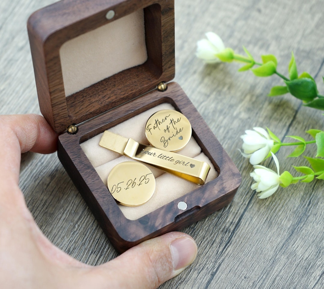 Father of the Bride Gift, Custom Cufflinks Tie Bars, Men's Wedding ...