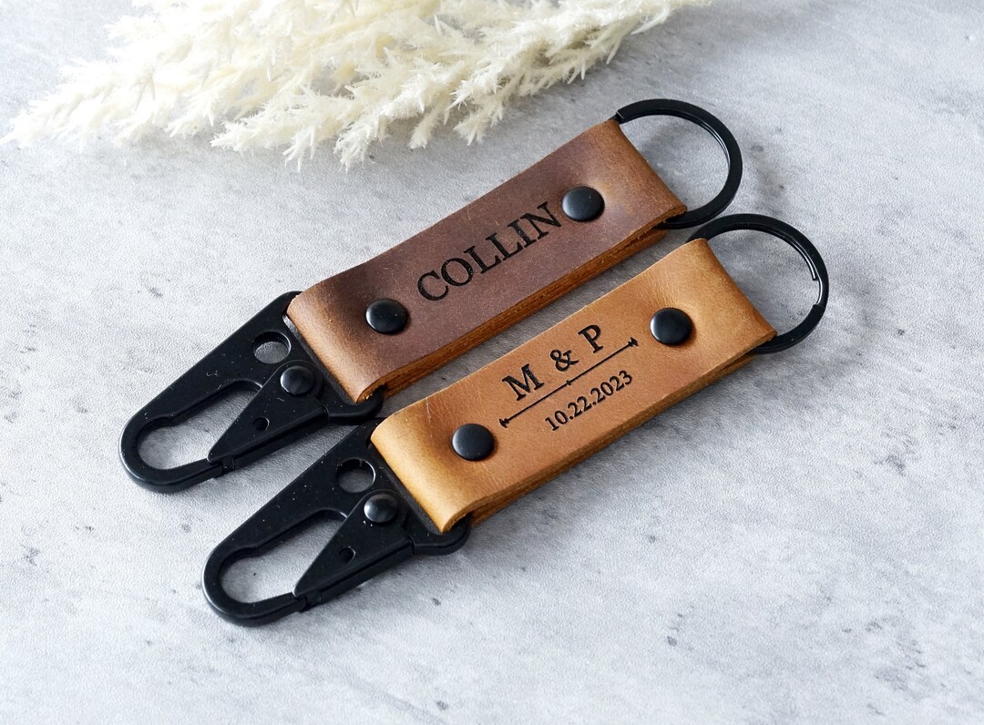 Custom Logo Leather Keychain, Personalized Key Rings, Custom Engraved ...