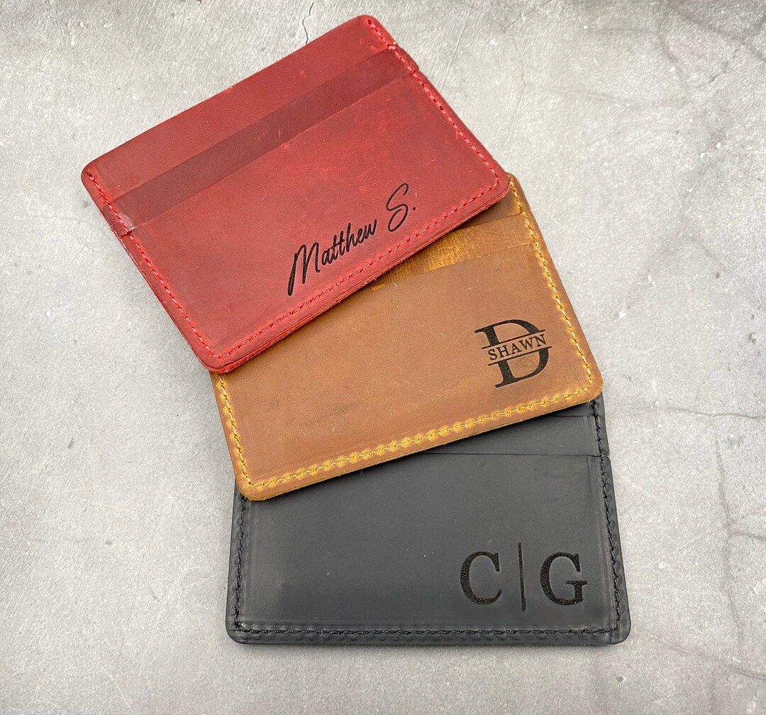 Personalized Leather Credit Card Wallet, Real Leather Card Holder ...