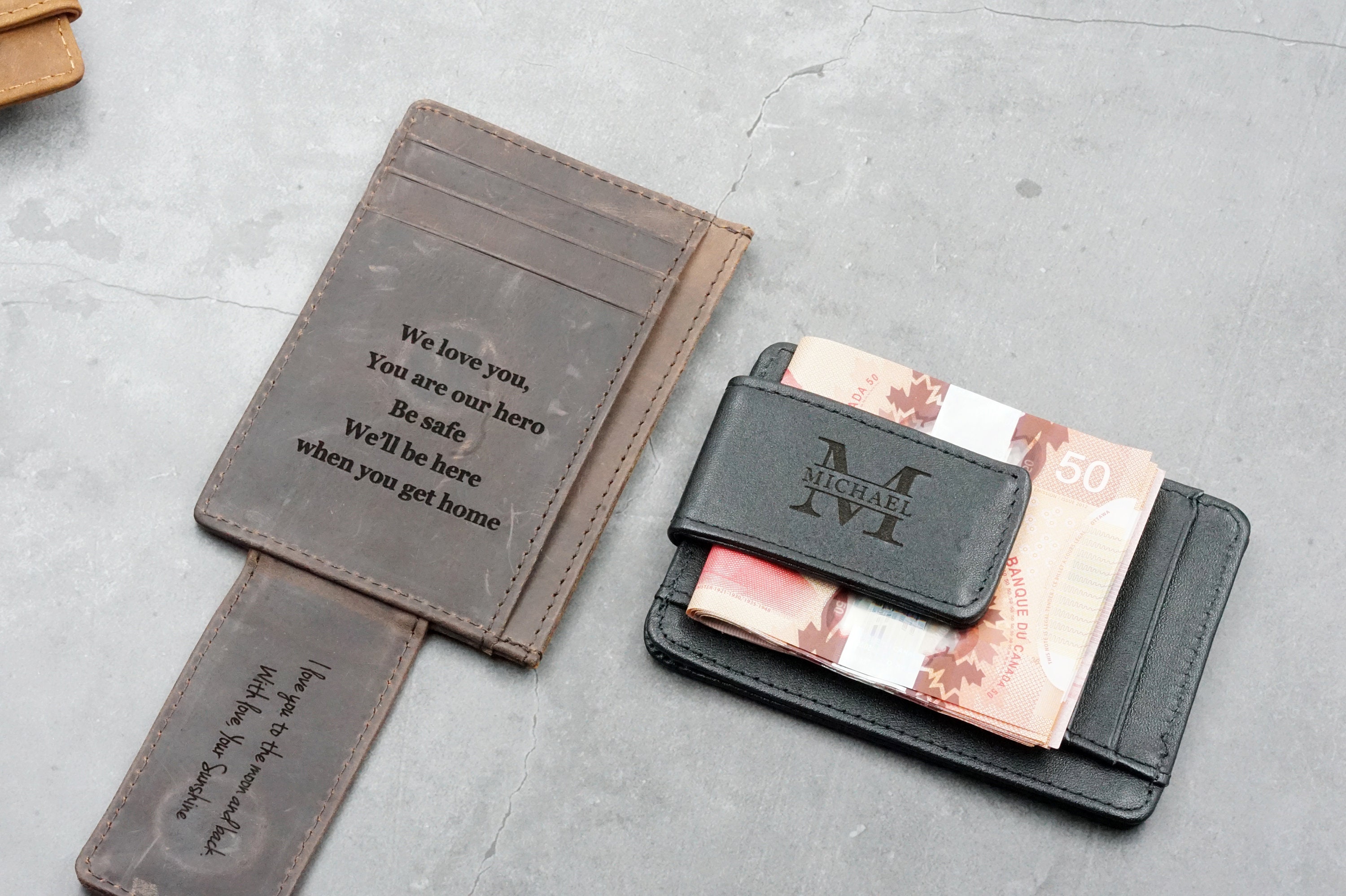Personalized Leather Money Clip Wallet Custom Engraved Wallet - Etsy