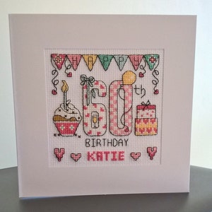 Happy 60th Birthday Cross Stitch Card Kit | Etsy