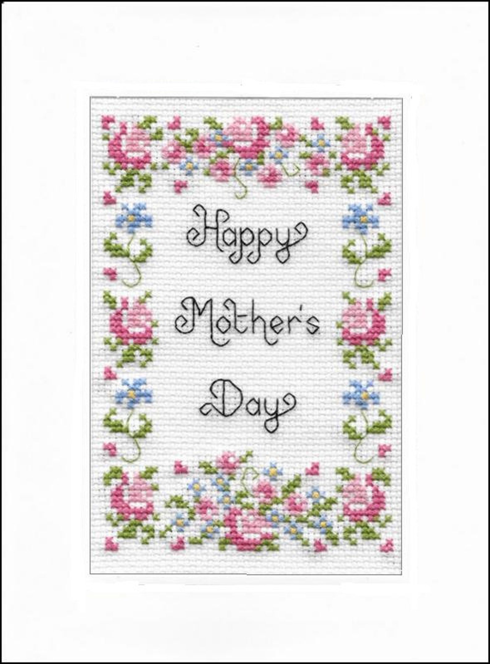 Happy Mother's Day cross stitch card kit | Etsy