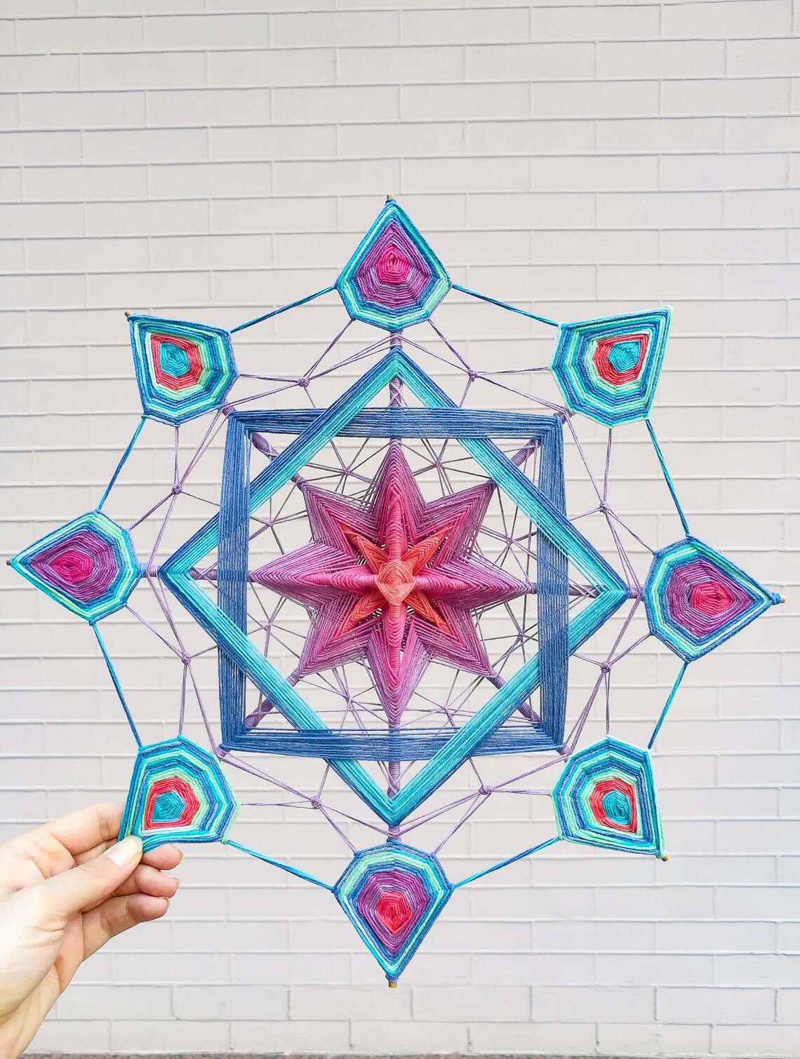 Big Colorful Woven Mandala Yarn Wall Hanging Farmhouse Decor | Etsy