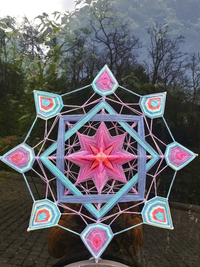 Big Colorful Woven Mandala Yarn Wall Hanging Farmhouse Decor Living ...