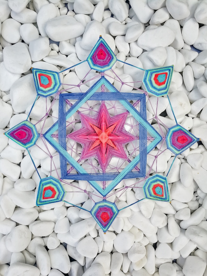 Big Colorful Woven Mandala Yarn Wall Hanging Farmhouse Decor Living ...