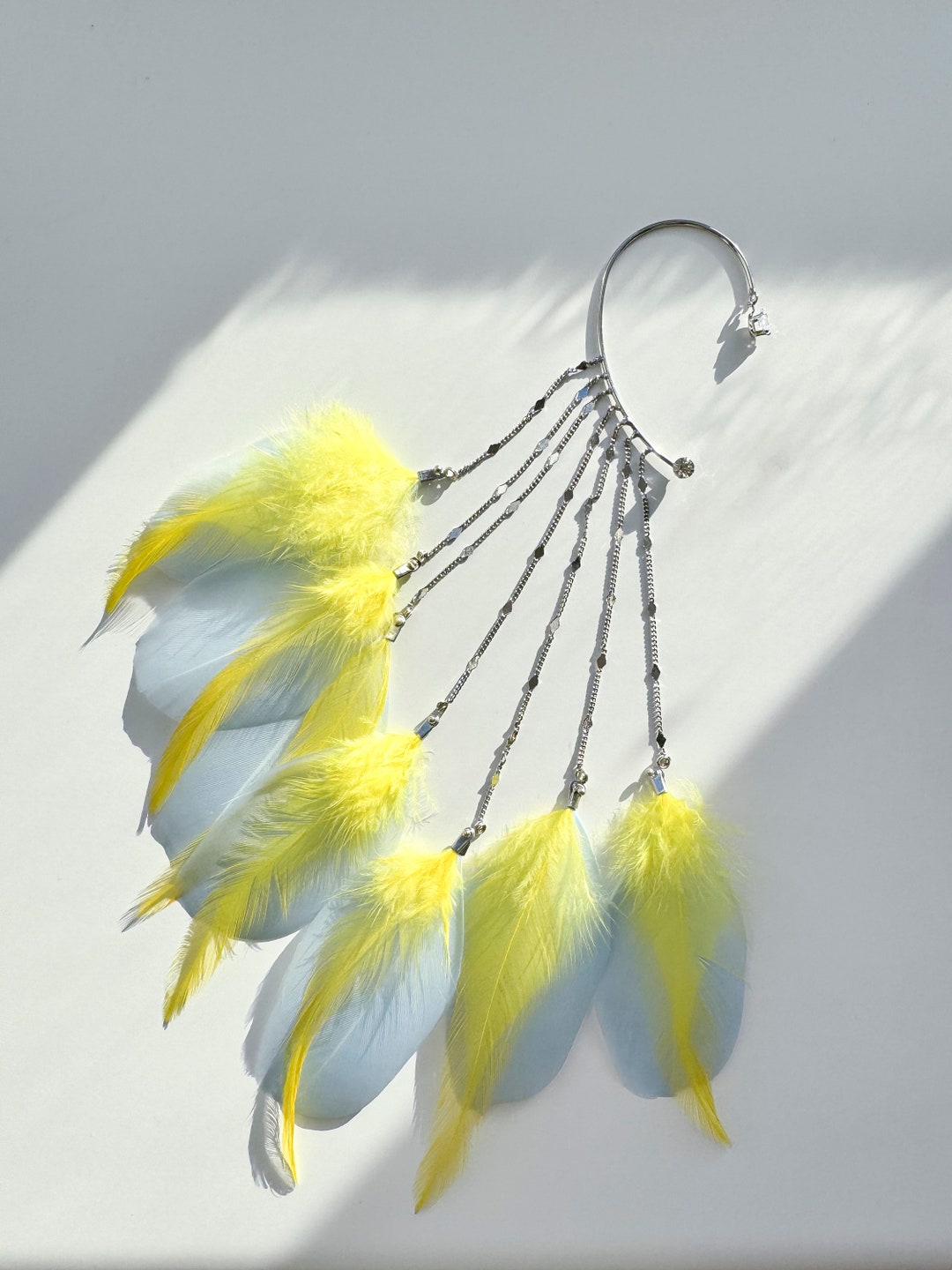 Long Feather Ear Cuff With Natural Feathers, New Trend Boho Style ...