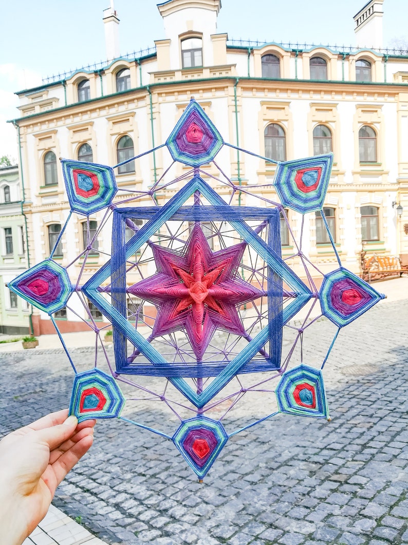 Big Colorful Woven Mandala Yarn Wall Hanging Farmhouse Decor Living ...