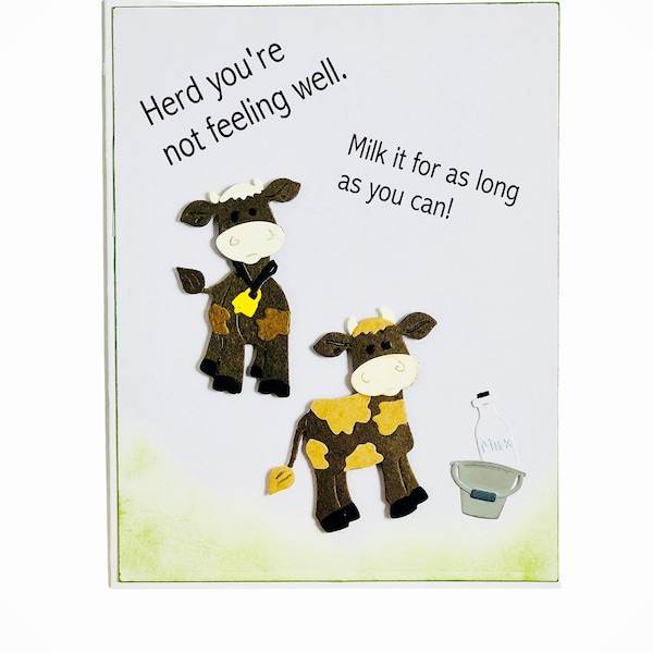 Cow Get Well Card - Etsy