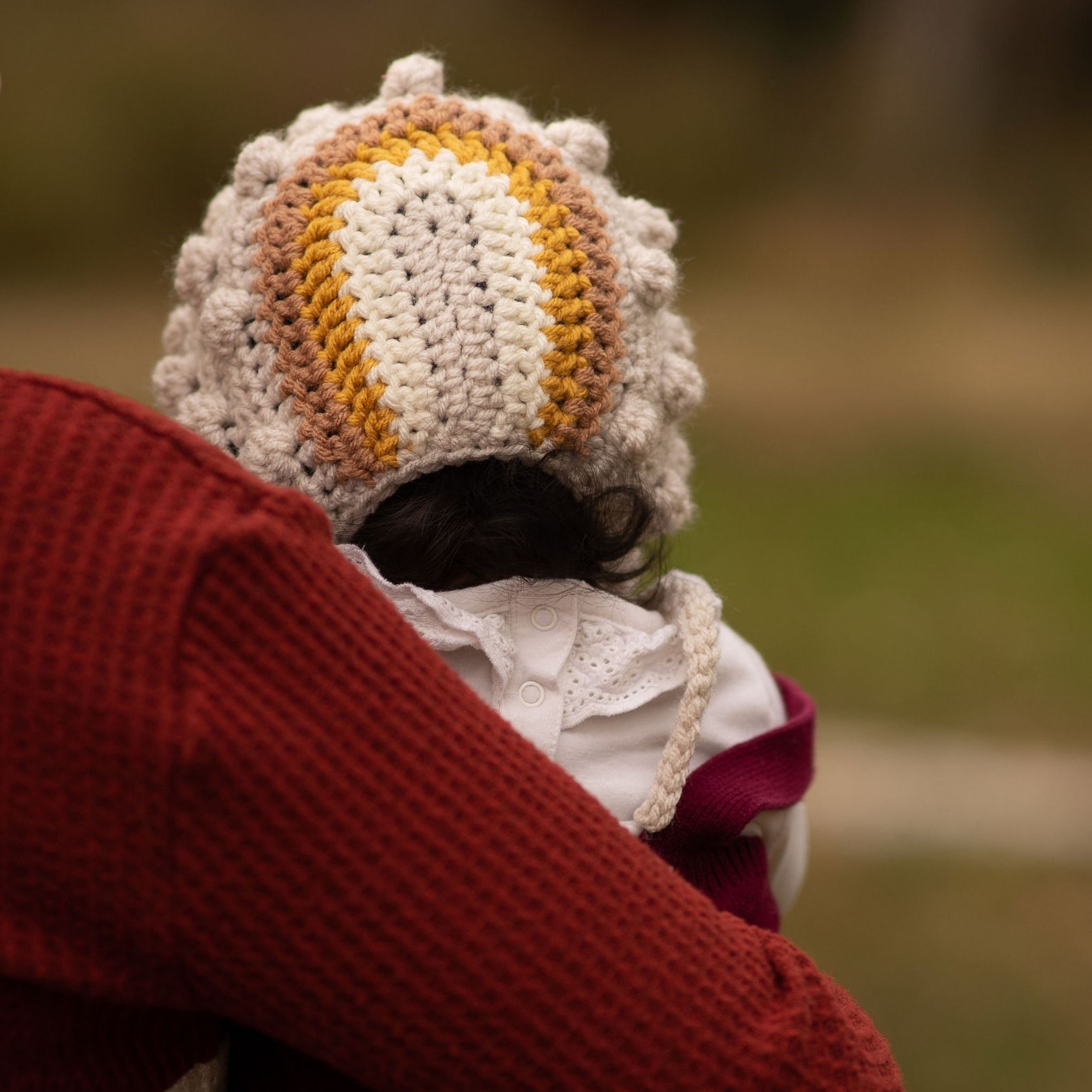 Rainbow Bobble Bonnet, Crochet Knitted Bonnet, Boho Baby Bonnet ...