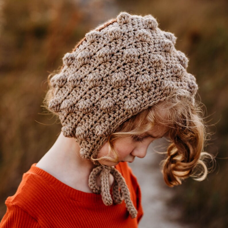 Rainbow Bobble Bonnet, Crochet Knitted Bonnet, Boho Baby Bonnet ...