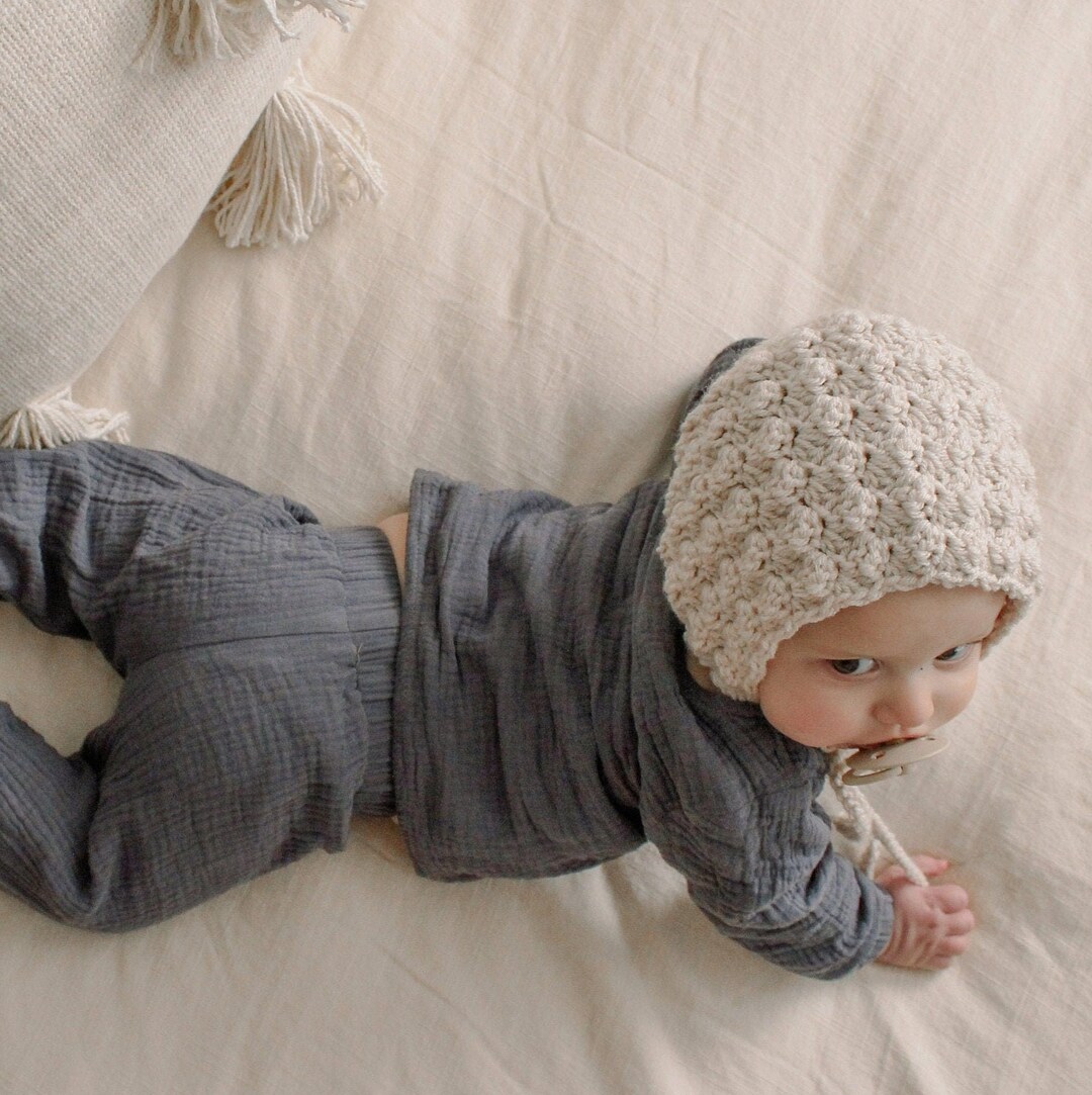 Crochet Baby Bonnet, Gender Neutral Bonnet, Baby Bonnet Boy, Vintage ...