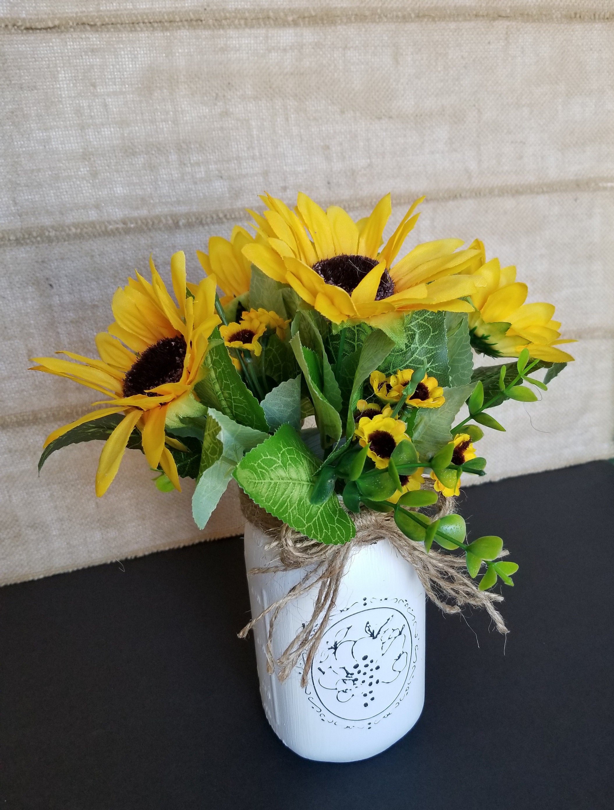 Rustic Mason Jar Sunflower Flower Arrangement/ Spring Summer | Etsy