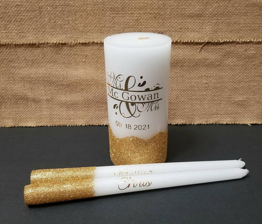 Gold Unity Candle Set for Wedding Ceremony Custom Glam Unity Candles ...