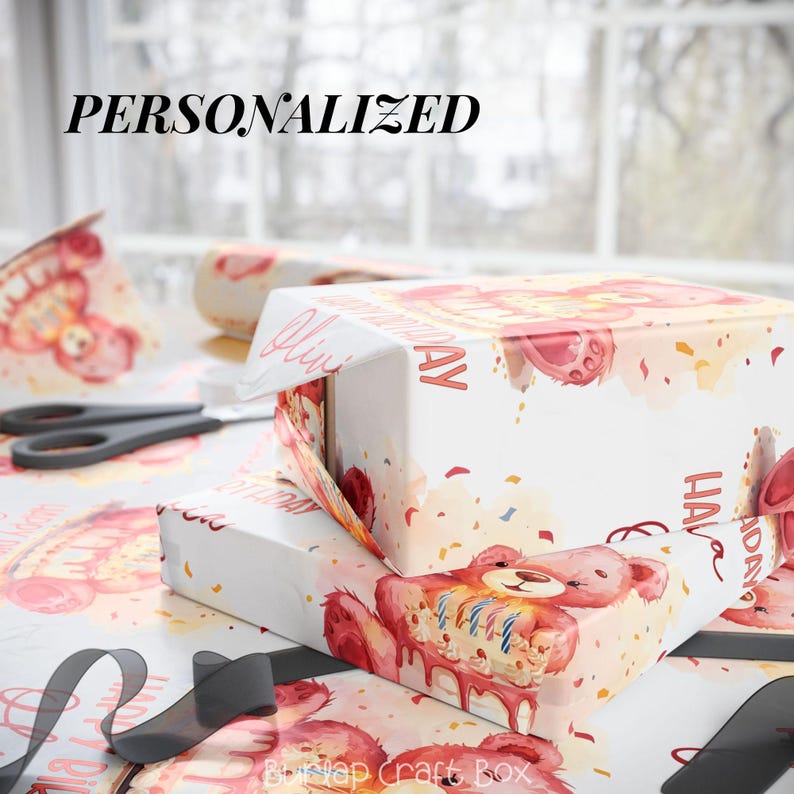 Kids Birthday Wrapping Paper Roll Personalized Custom Name Gift Wrap ...