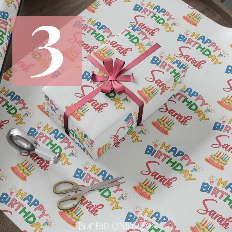 Kids Birthday Wrapping Paper Roll Personalized Custom Name Gift Wrap ...