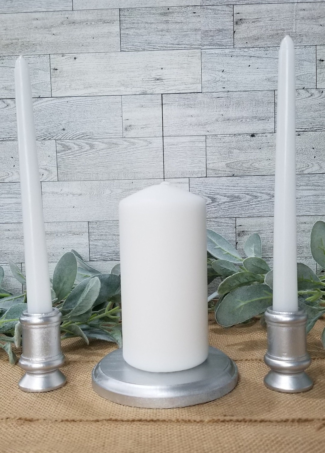 Unity Candle Holder Set for Wedding Ceremony Metallic Candle Holders ...