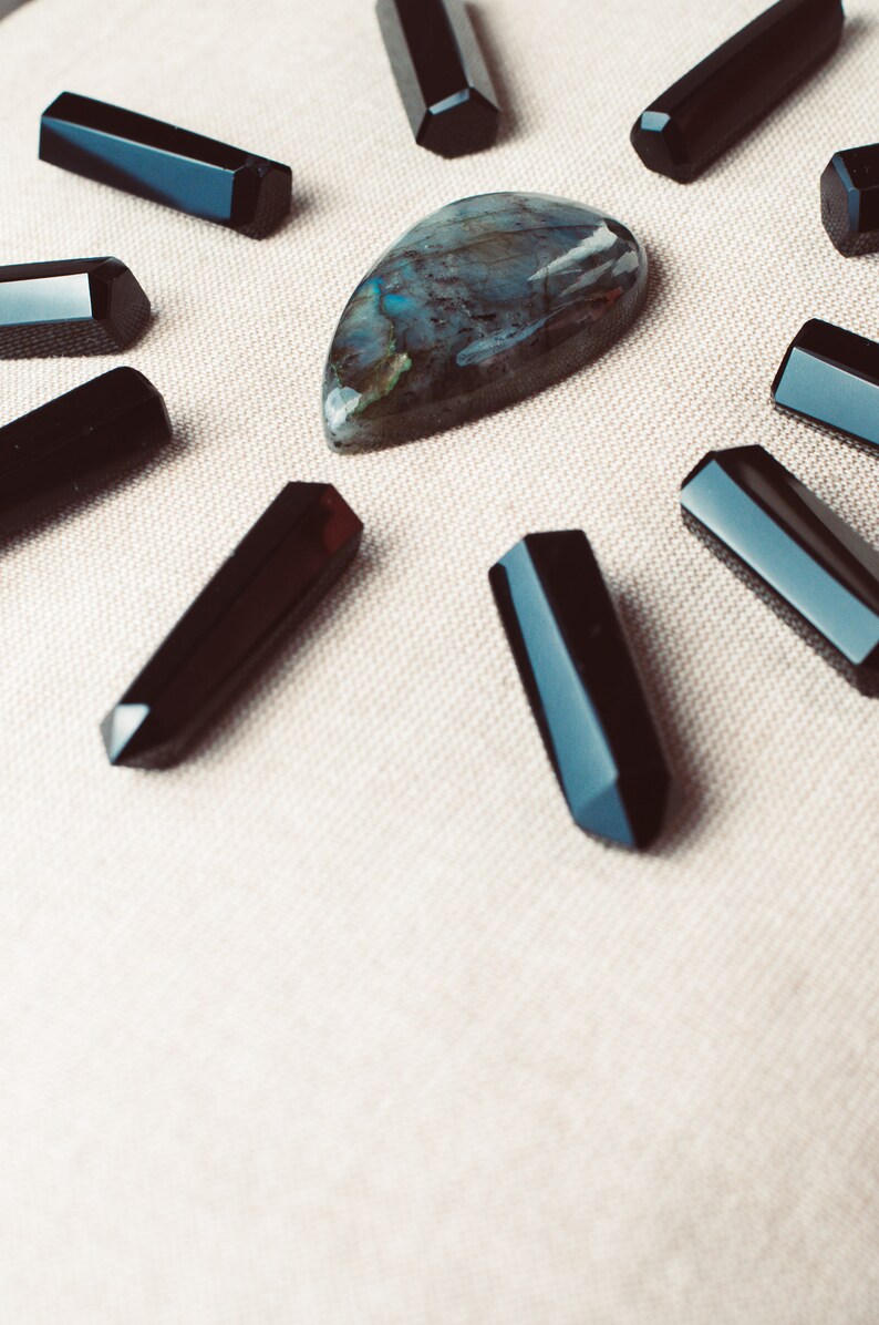 Black Obsidian Necklace Gemstone Jewelry Long Crystal Choker | Etsy