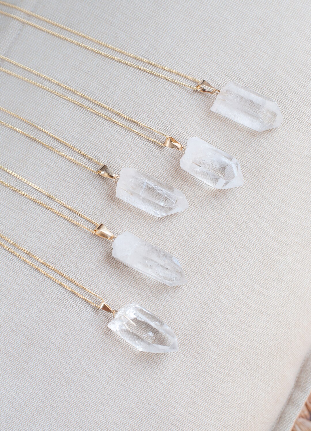 Raw Clear Quartz Necklace Gold Chain, Gemstone Healing Crystal Pendant ...